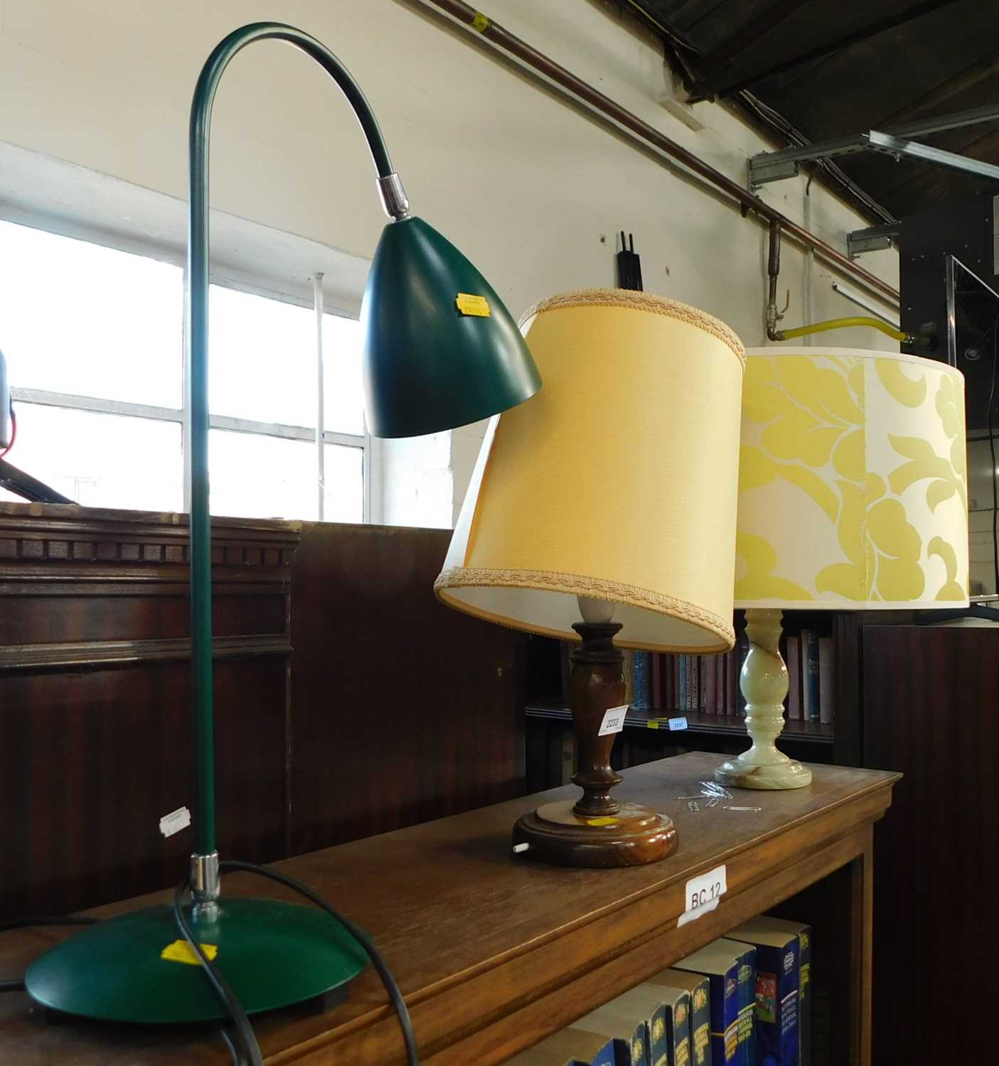 Lot 2233 - A House of Fraser green desk lamp, together