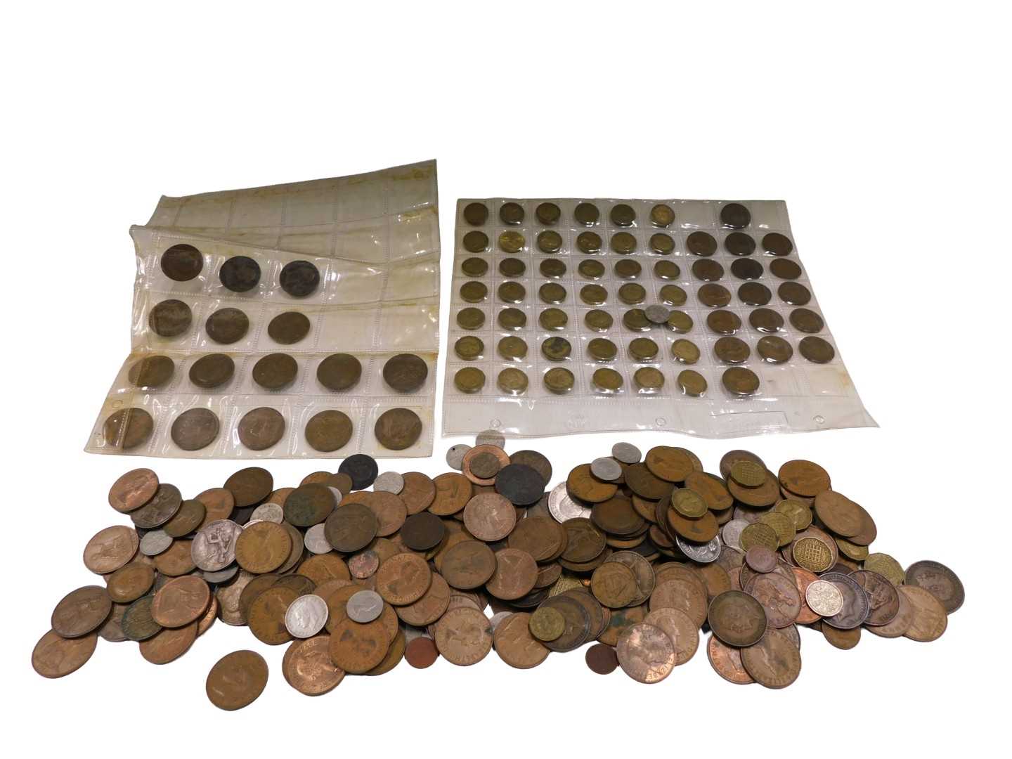 Lot 615 - A group of pre decimal coinage, pennies,