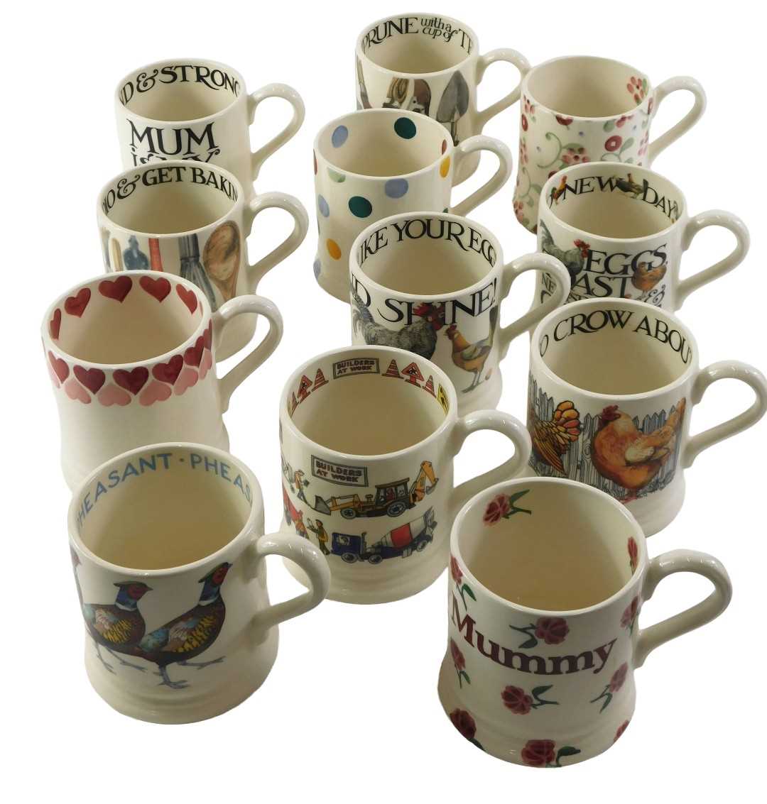 Lot 297 - Twelve various Emma Bridgewater mugs, to