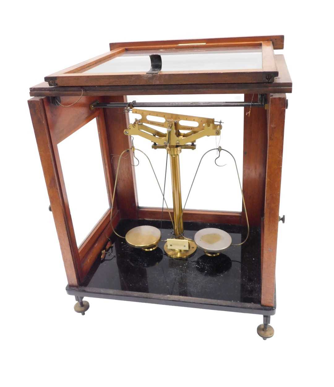 Lot 366 - A cased set of scientific brass weighing