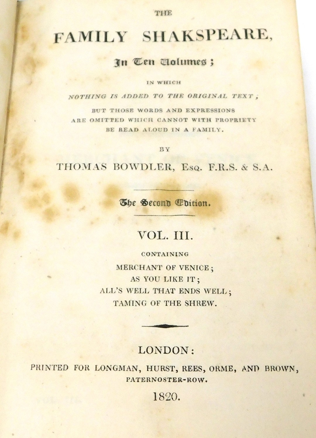 Lot 187 - Shakespeare (William). The Family